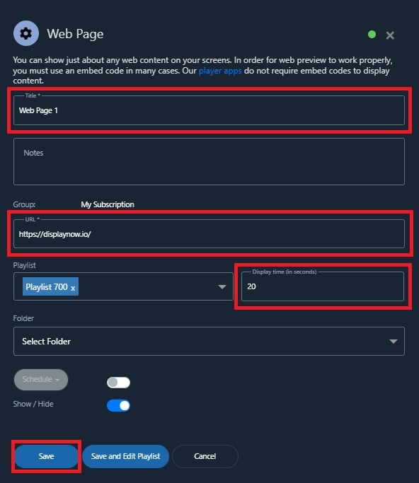Show your websites through the webpage media feature