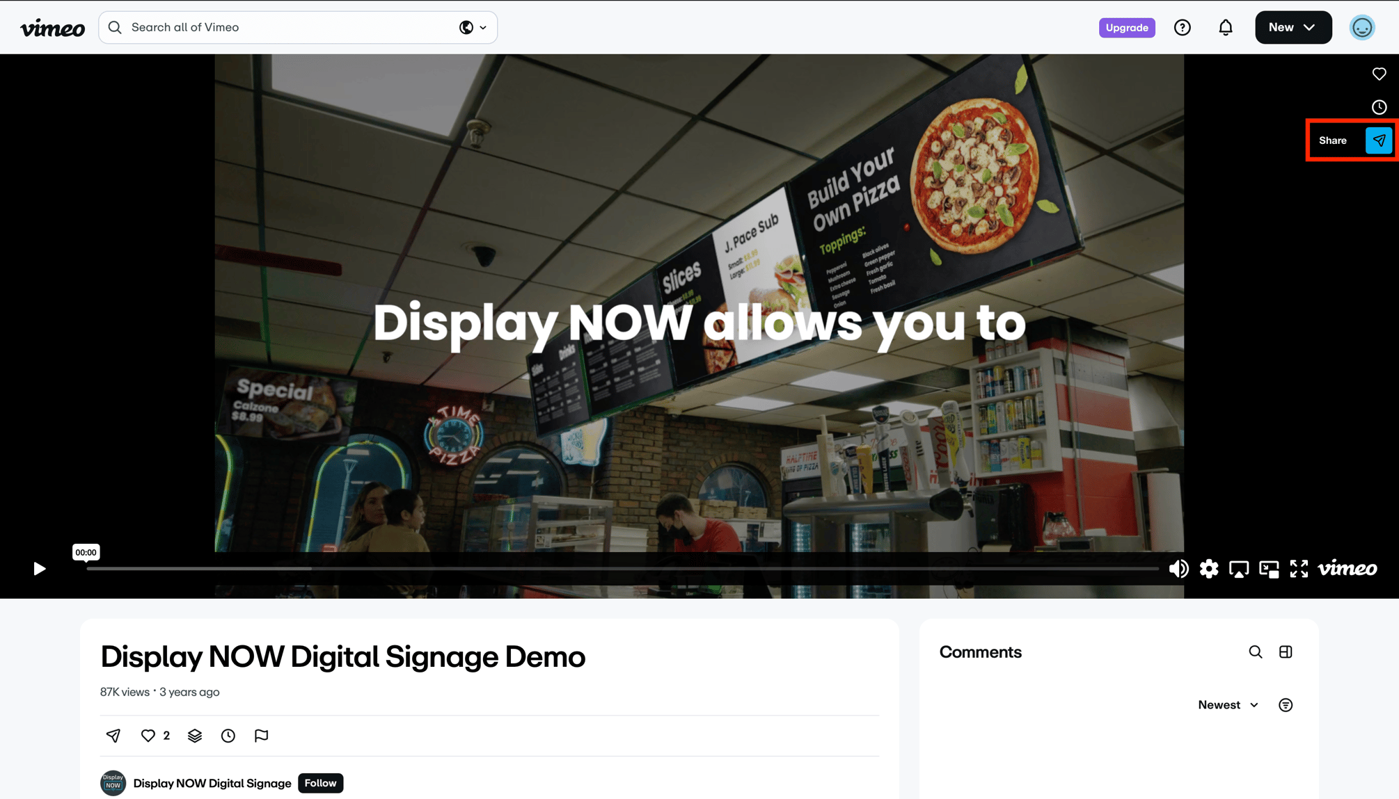 Embed your Vimeo content and loop them