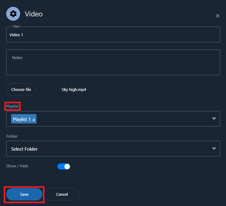Show your videos on your screen